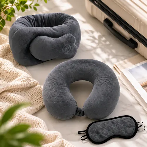 PURSONIC Travel Pillow & Neck/shoulder Massaging Wrap - Grey