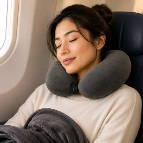 PURSONIC Travel Pillow & Neck/shoulder Massaging Wrap - Grey