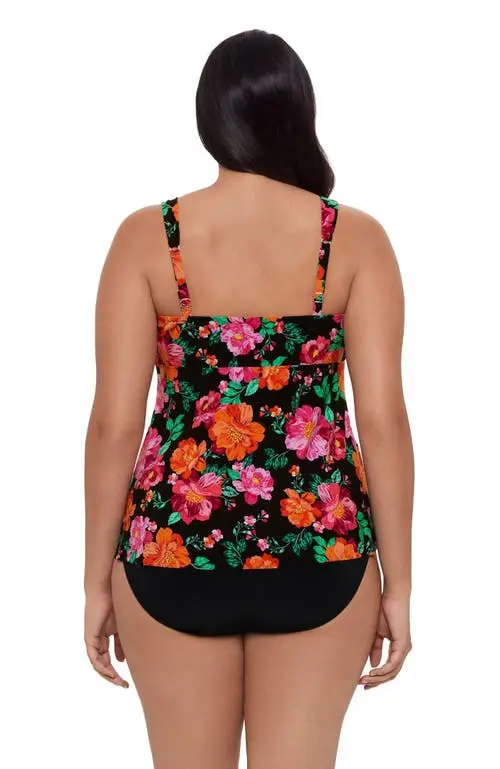 TRIMSHAPER Lily V-neckline Tankini Swimsuit Top - Hothouse Garden