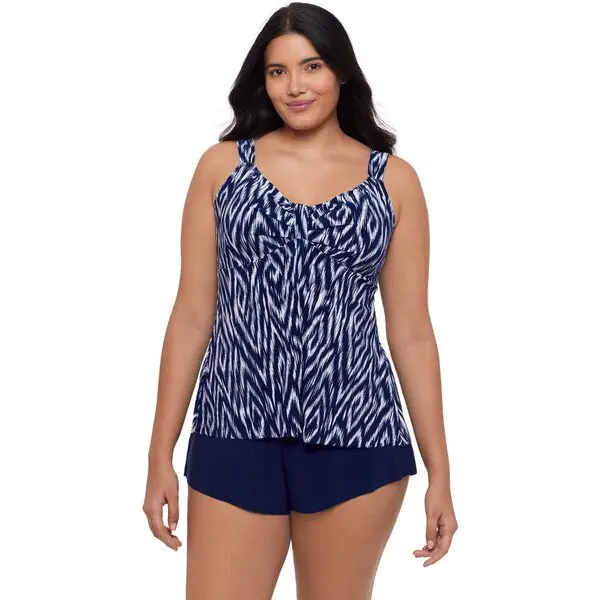 TRIMSHAPER Lily V-neckline Tankini Swimsuit Top - Moroccan Maze