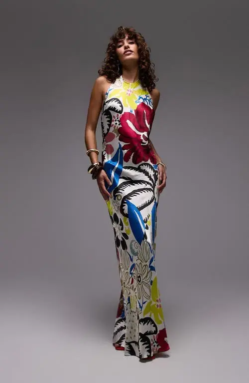 Topshop Satin Halter Maxi Dress