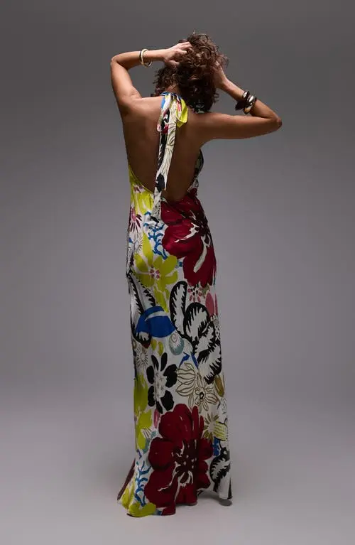 Topshop Satin Halter Maxi Dress