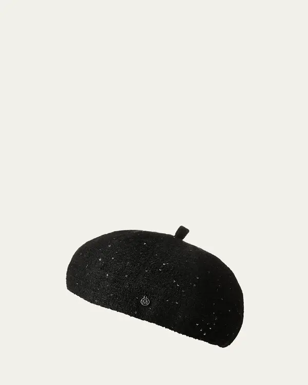 MAISON MICHEL Emy Sequin Tweed Beret