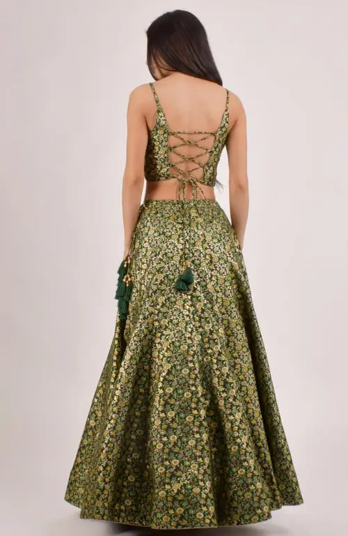 RAAS Banarasi Lehenga Choli With Jacket - Green