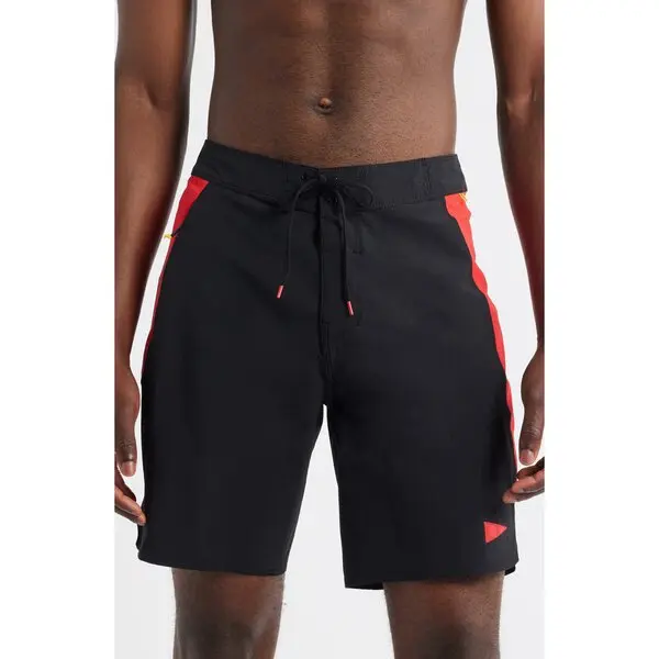 FLORENCE Cordura Airtex Board Shorts - Black Racing Red