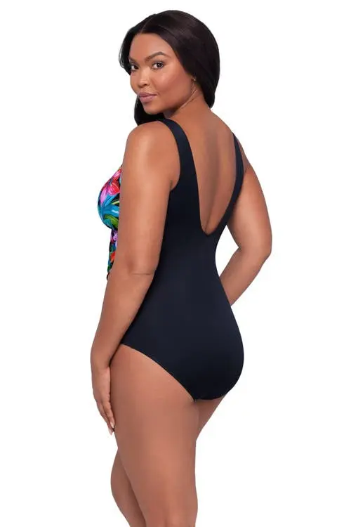 TRIMSHAPER Addison Surplice One-piece Swimsuit - Tropical Treasure