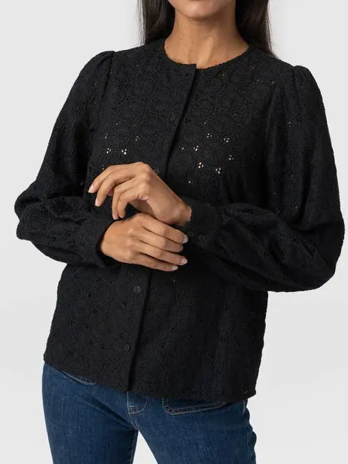 SAINT + SOFIA Tabitha Blouse - Black Broderie