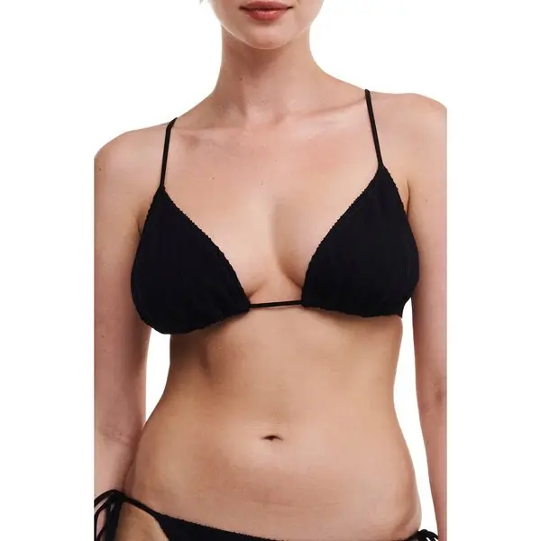 Chantelle Jacquard Triangle Bikini Top - Black