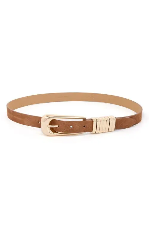 Ettika Keeper Leather Belt - Mocha And Gold
