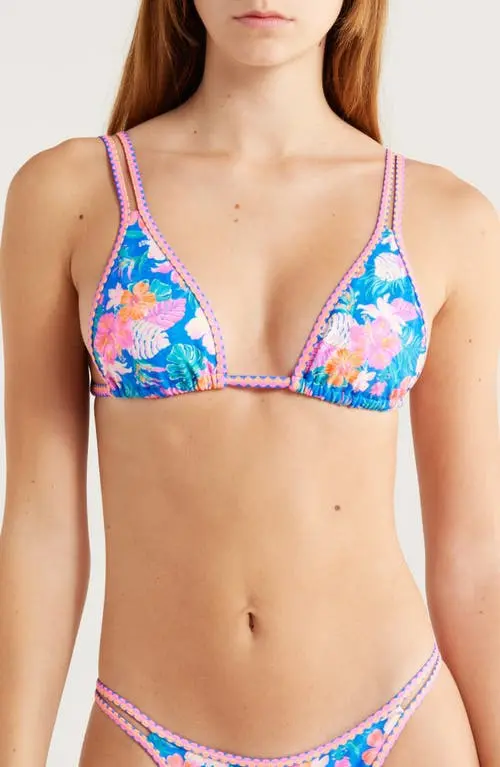 KULANI KINIS Strappy Triangle Bikini Top - Electric Palms