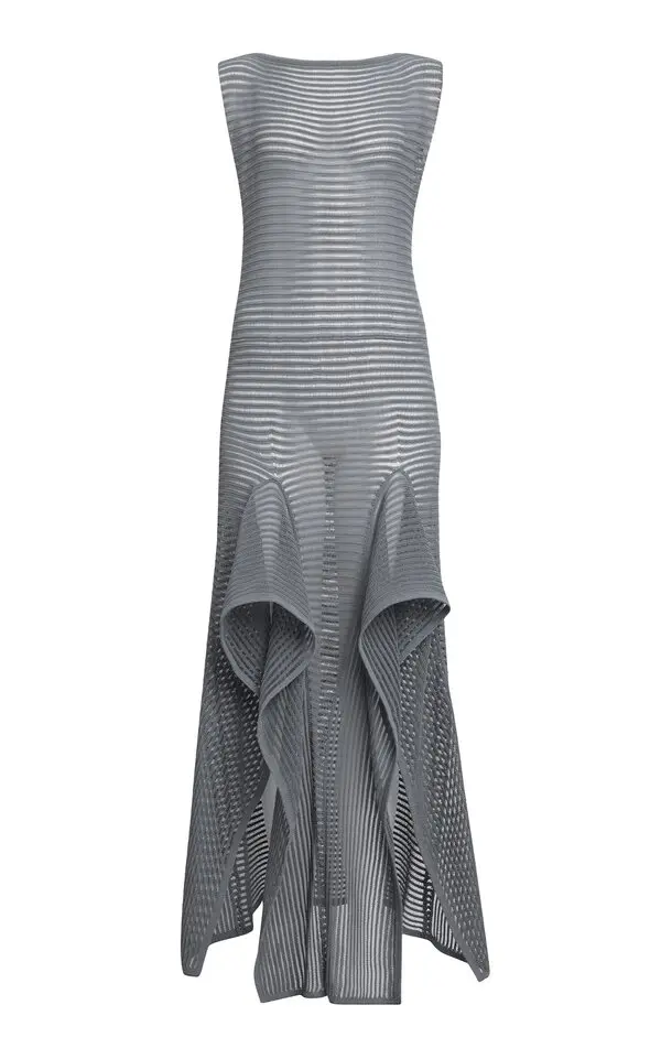 Alaïa Ladder-stitched Knit Midi Dress - Grey