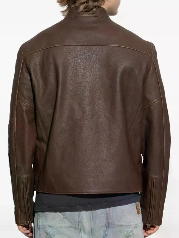 Amiri Patch-detail Leather Jacket - Brown