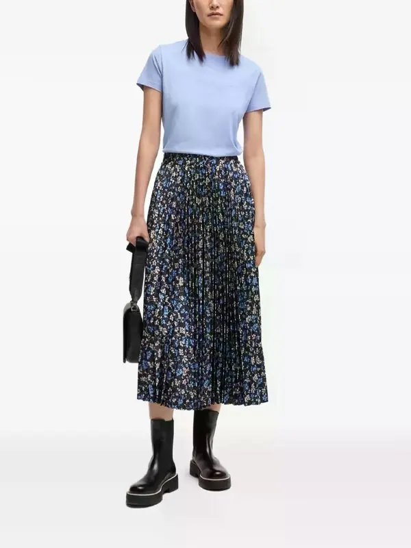 BOSS Floral-print Pleated Midi Skirt