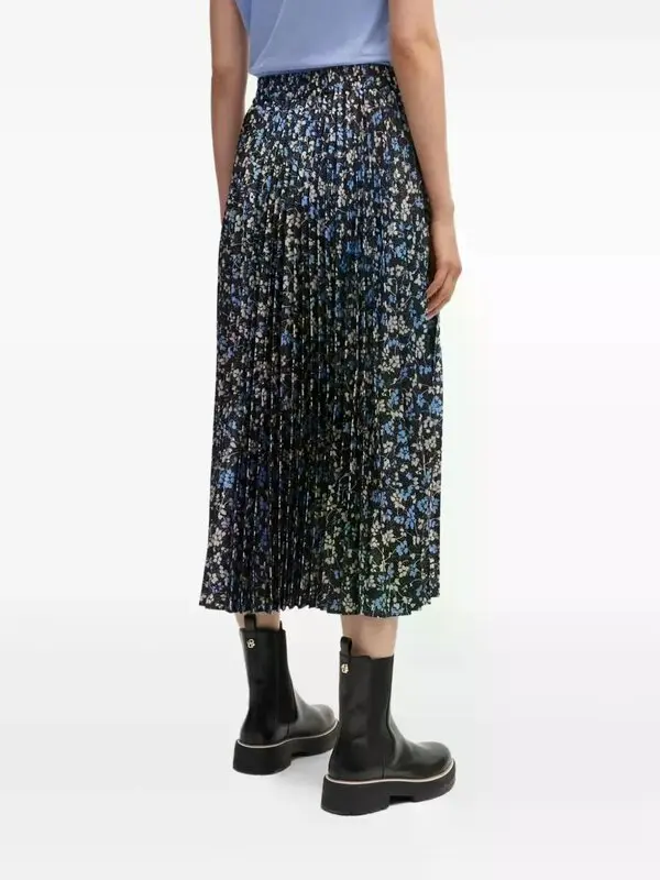BOSS Floral-print Pleated Midi Skirt