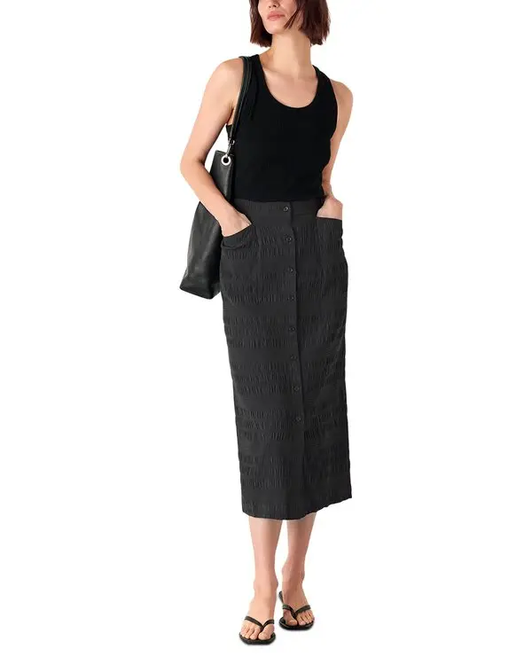 Whistles Sienna Plisse Midi Skirt