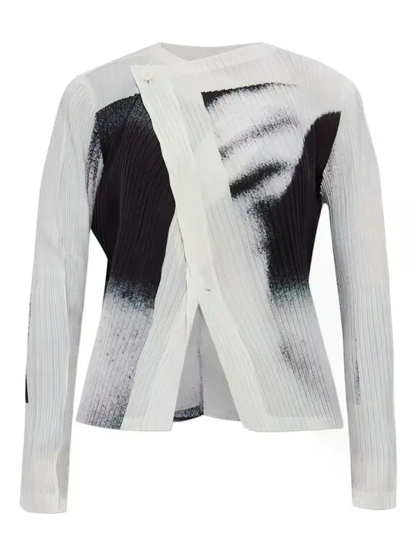Issey Miyake Shadow Study Pleated Graphic-print Jacket - White