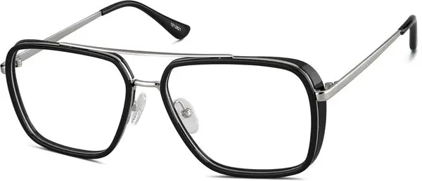 Zenni Vintage Aviator Full Rim Eyeglasses - Black