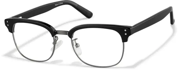 Zenni Browline Full Rim Mixed Frame Eyeglasses - Black