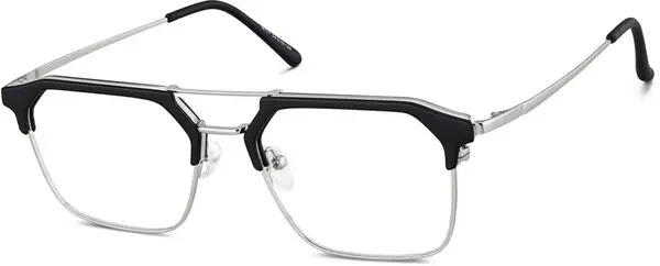 Zenni Browline Full Rim Mixed Frame Eyeglasses - Black