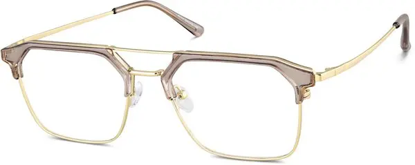 Zenni Browline Full Rim Mixed Frame Eyeglasses - Brown