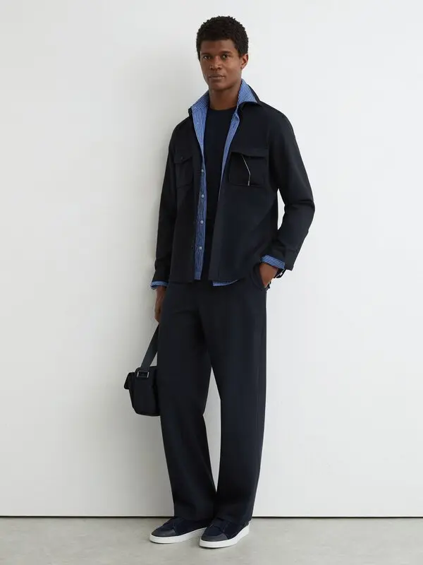REISS Found Slim Fit Stretch Drawstring Trousers - Navy