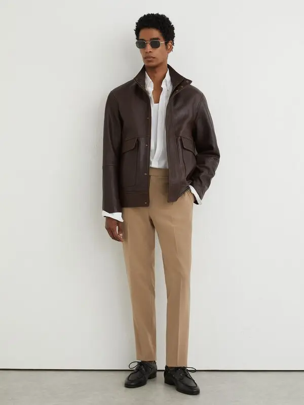 REISS Slim-fit Drawstring Trousers - Soft Camel Brown