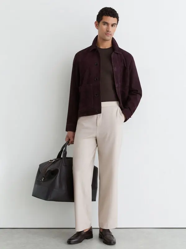 REISS Found Slim Fit Stretch Drawstring Trousers - Stone