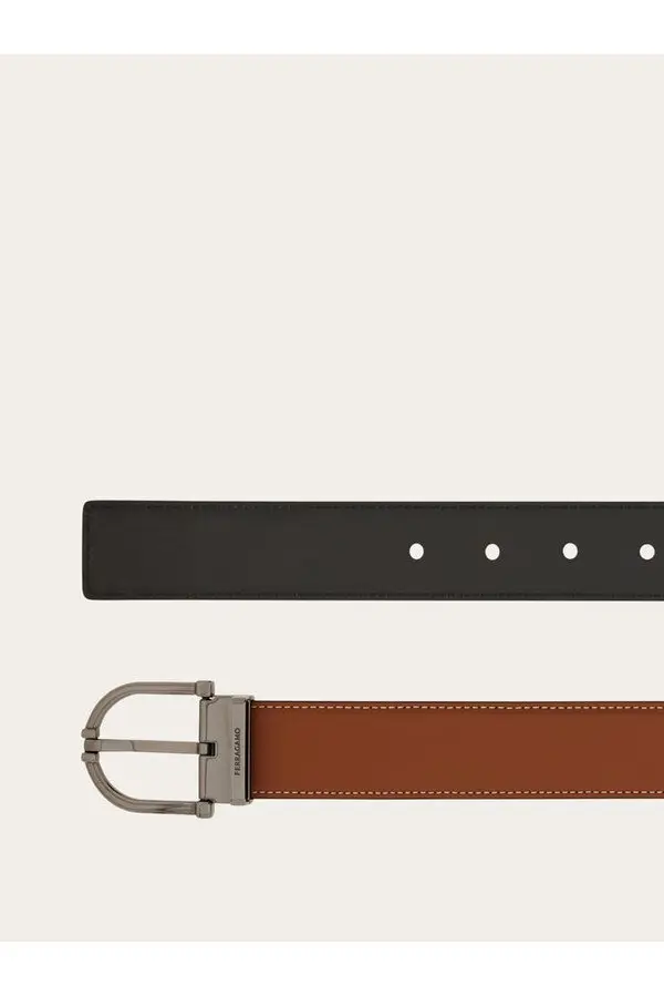 FERRAGAMO Reversible And Adjustable Belt - Natural