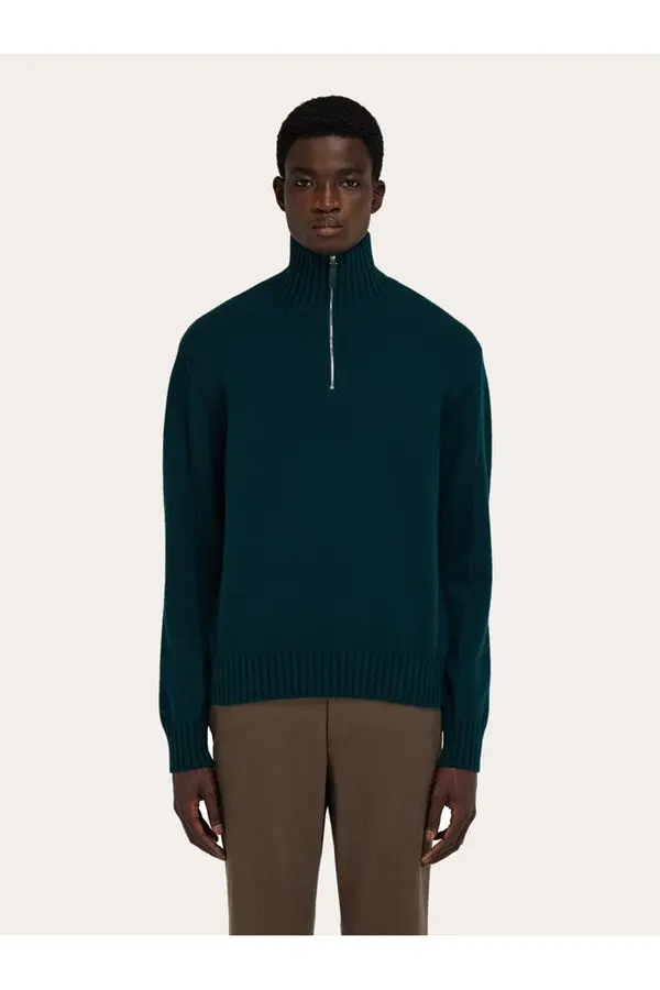 FERRAGAMO High Neck Cashmere Pullover - Metallic