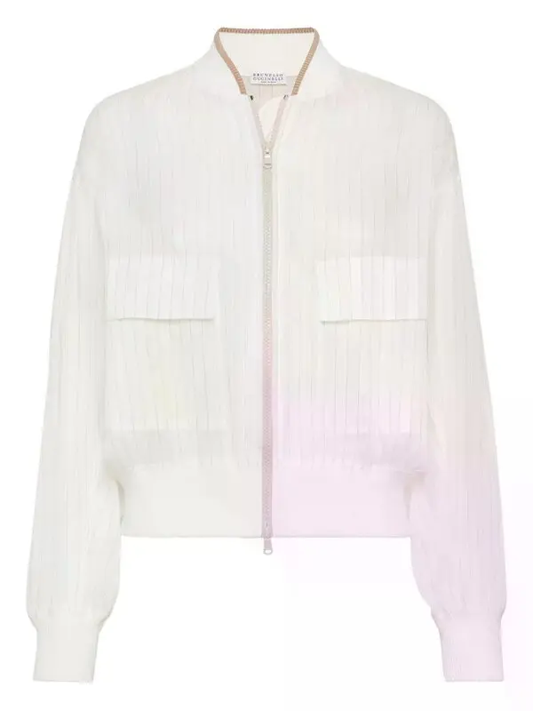 Brunello Cucinelli Striped Bomber Jacket