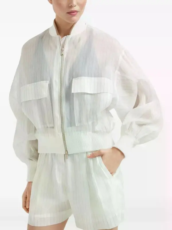 Brunello Cucinelli Striped Bomber Jacket