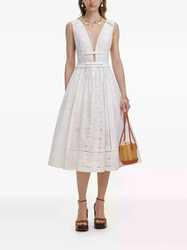 SELF-PORTRAIT Cotton Dress - White | Editorialist