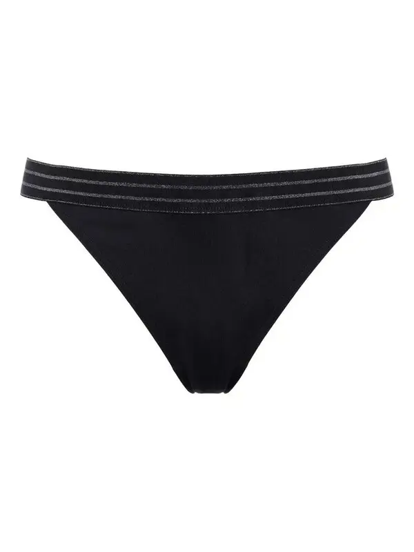 ERES Rayonnant Striped-waistband Bikini Bottom - Black