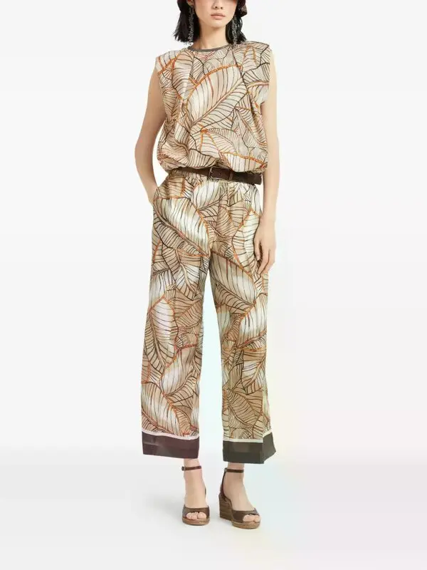 Brunello Cucinelli Papyrus-print Sleeveless Blouse