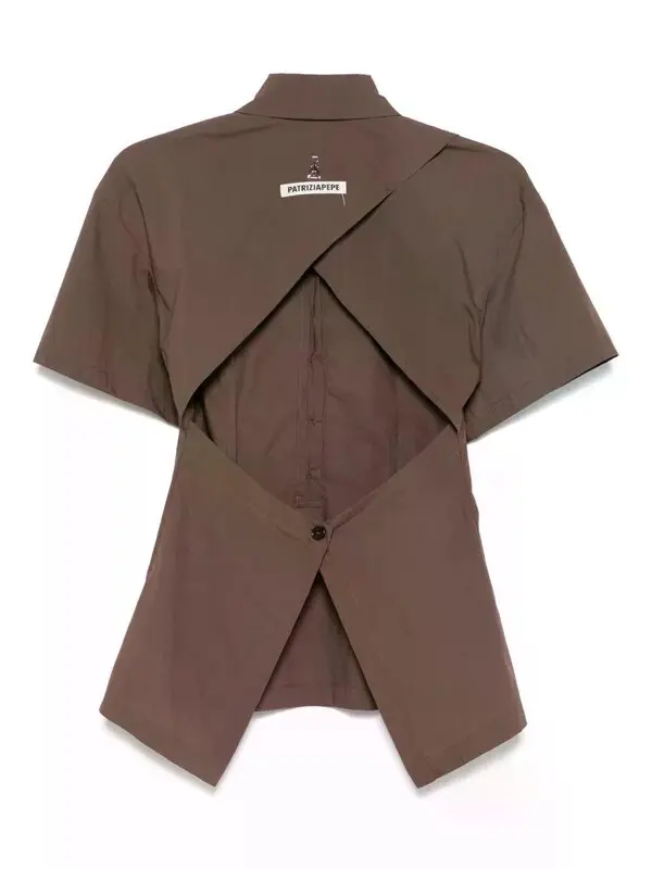 Patrizia Pepe Open-back Polo Top - Brown