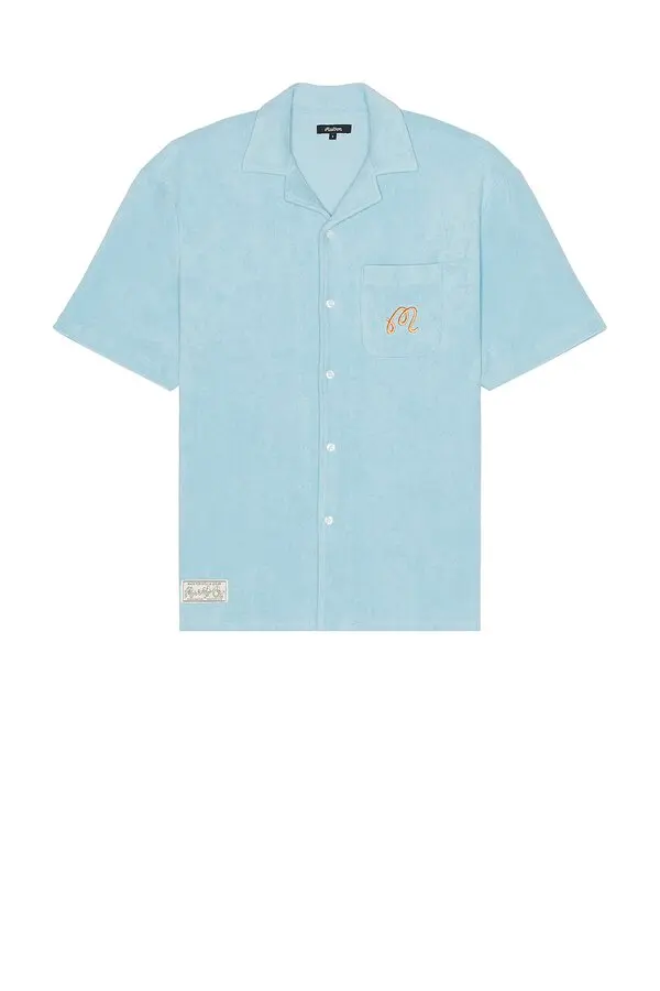 MALBON Bosco Button Up Shirt In Baby Blue - Light Blue