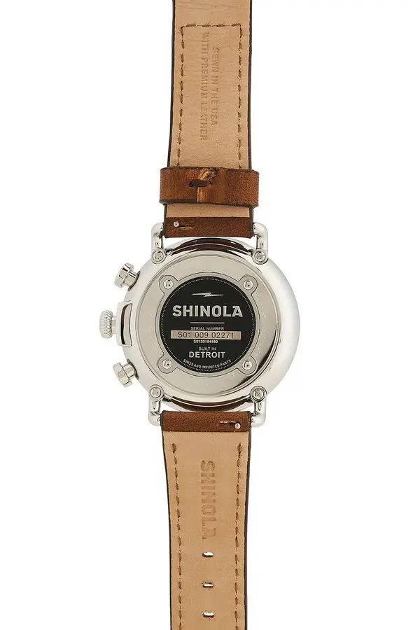 Shinola Runwell 41mm Chronograph Watch With Leather Strap - Midnight Blue