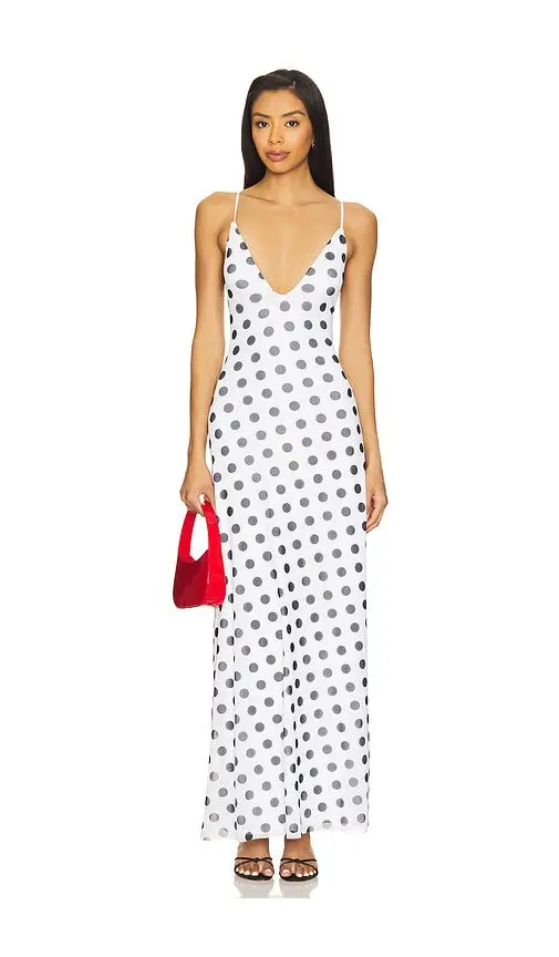 AFRM Romy Polka Dot Maxi Dress - Blanc Dot