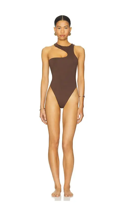 RIOT SWIM Mason High-neck One Piece Swimsuit - Chocolate
