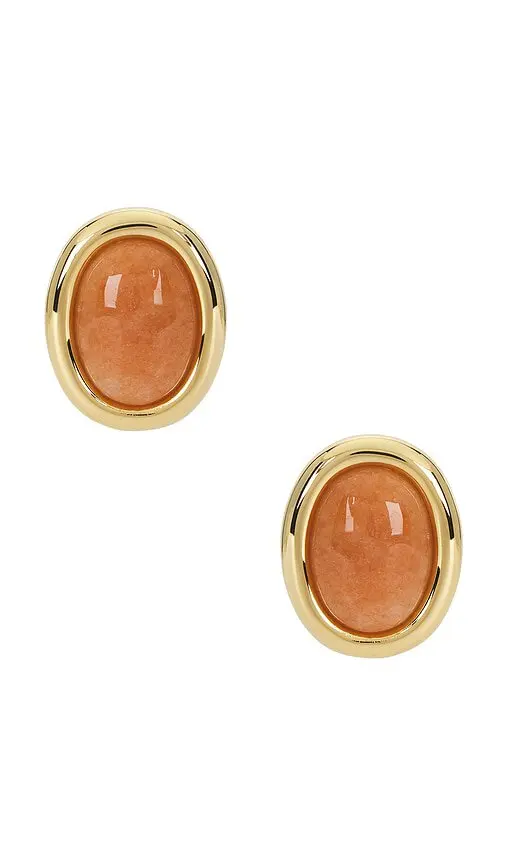 LUV AJ Sunset Stone Stud Earrings - Red & Gold