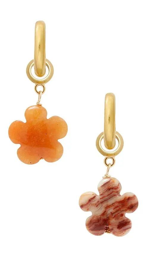Brinker & Eliza Bloom Hoop Earrings - Red Aventurine & Crazy Agate