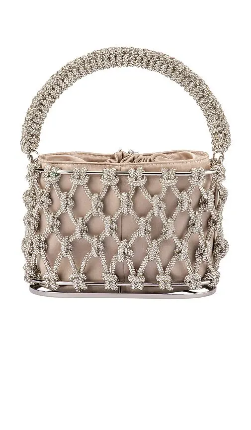OLGA BERG Amelia Crystal Cage Bag