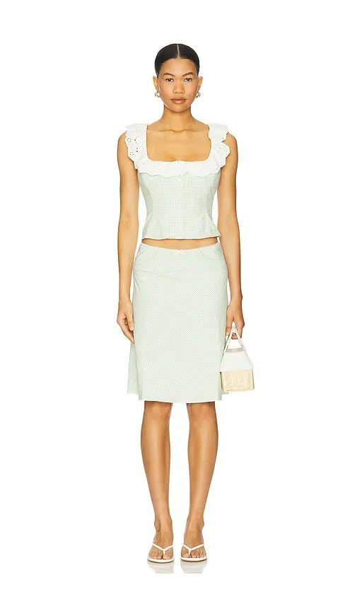 GUIZIO Gingham Paloma Lace Top