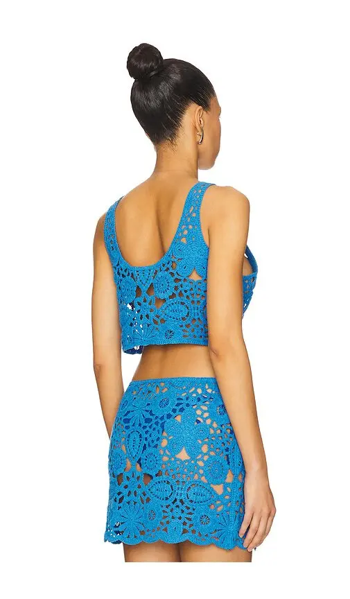 SNDYS. Tala Open Crochet Knit Top