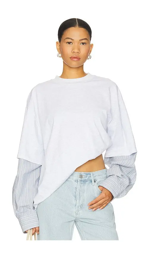 Lioness Bottega T-shirt With Contrasting Sleeves - Grey