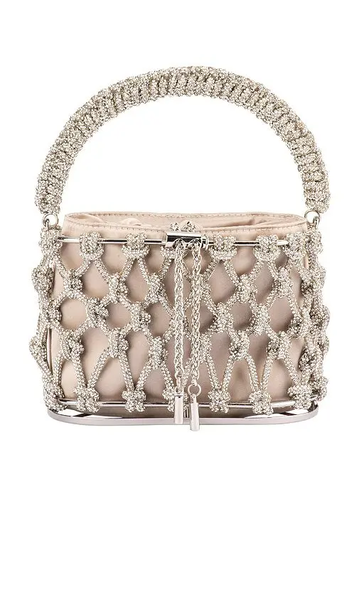 OLGA BERG Amelia Crystal Cage Bag