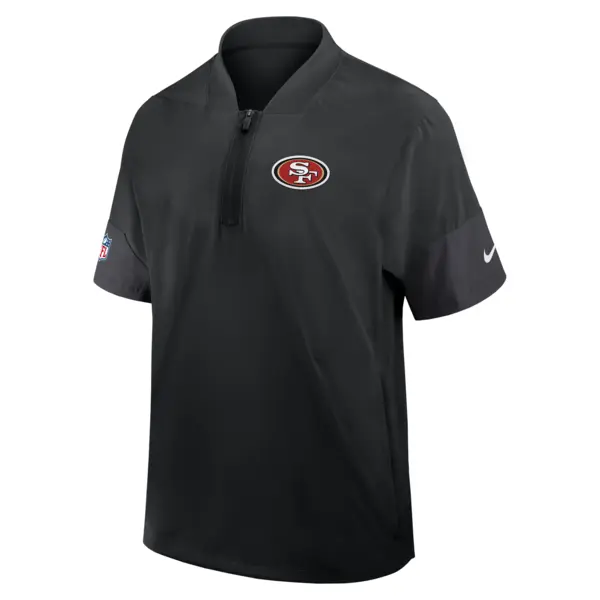 Nike San Francisco 49ers Sideline Coach Nfl 1/2-zip Short-sleeve Jacket - Black