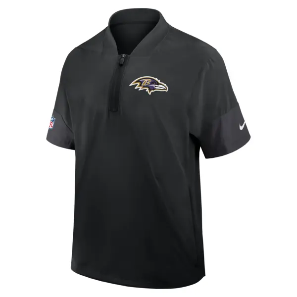 Nike Baltimore Ravens Sideline Coach Nfl 1/2-zip Short-sleeve Jacket - Black