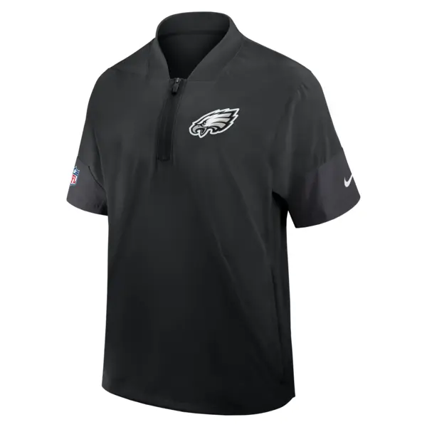 Nike Philadelphia Eagles Sideline Coach Nfl 1/2-zip Short-sleeve Jacket - Black