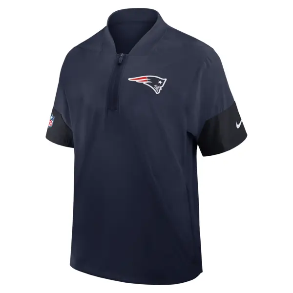 Nike New England Patriots Sideline Coach Nfl 1/2-zip Short-sleeve Jacket - Blue